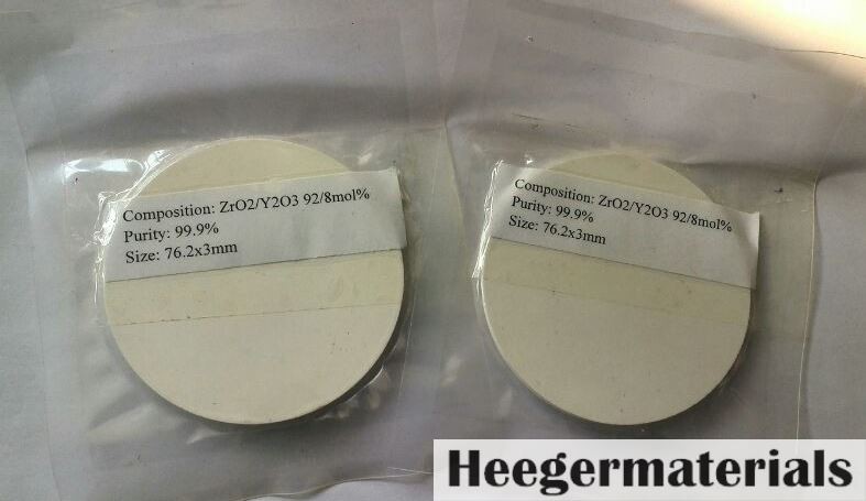 Yttria Fully Stabilized Zirconia (ZrO2/Y2O3) Sputtering Target - He...